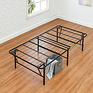 Amazon Basics Foldable Metal Platform Bed Frame with Tool Free Setup, 18 Inches High, Sturdy Steel Frame, No Box Spring Needed, Twin, Black