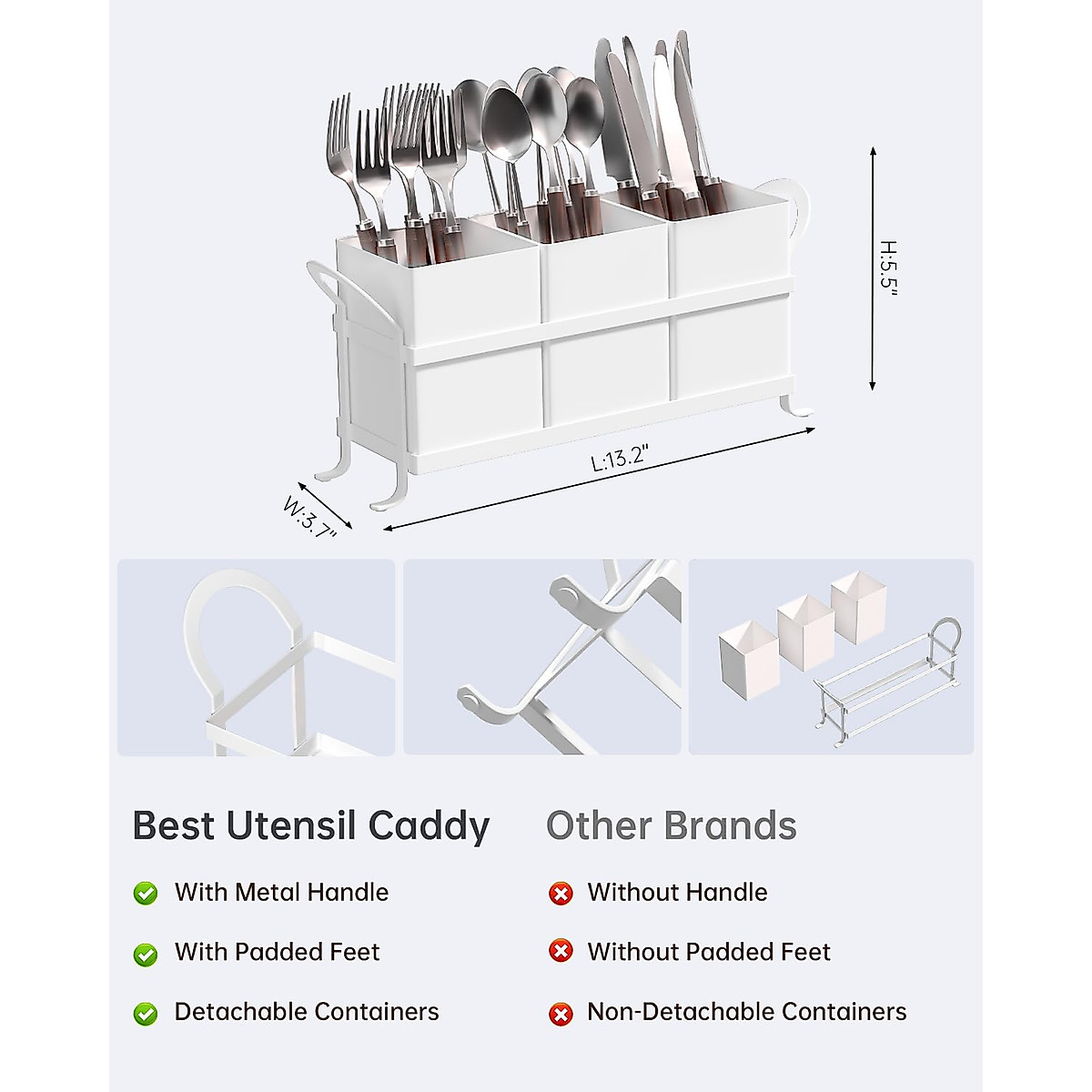 GaryVault White Kitchen Utensil Holder - Chic Silverware Holder for Party, Compact and Versatile Utensil Caddy, Ideal for Countertop and Party Use