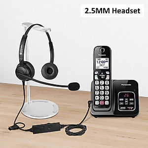 Phone Headset 2.5mm with Noise Canceling Mic & Volume Control Ultra Comfort Telephone Headset for Panasonic Vtech AT&T Uniden Gigaset Cisco RCA Grandstream Cordless Landline Office Phones