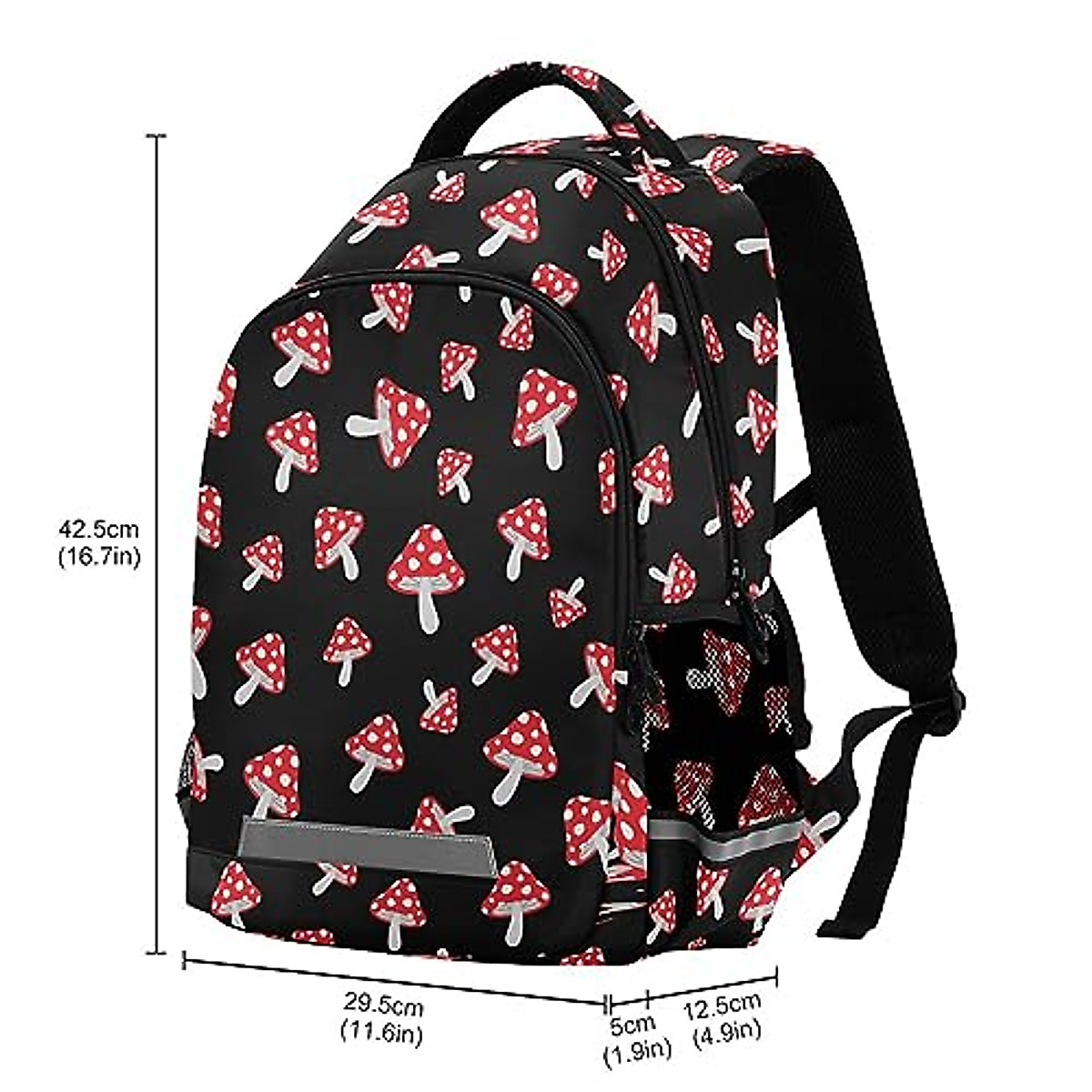 JHKKU Mushroom Print Backpack for Girls Boys School Bags Teen Personalized Bookbag, Lightweight Laptop Bag Travel Backpacks