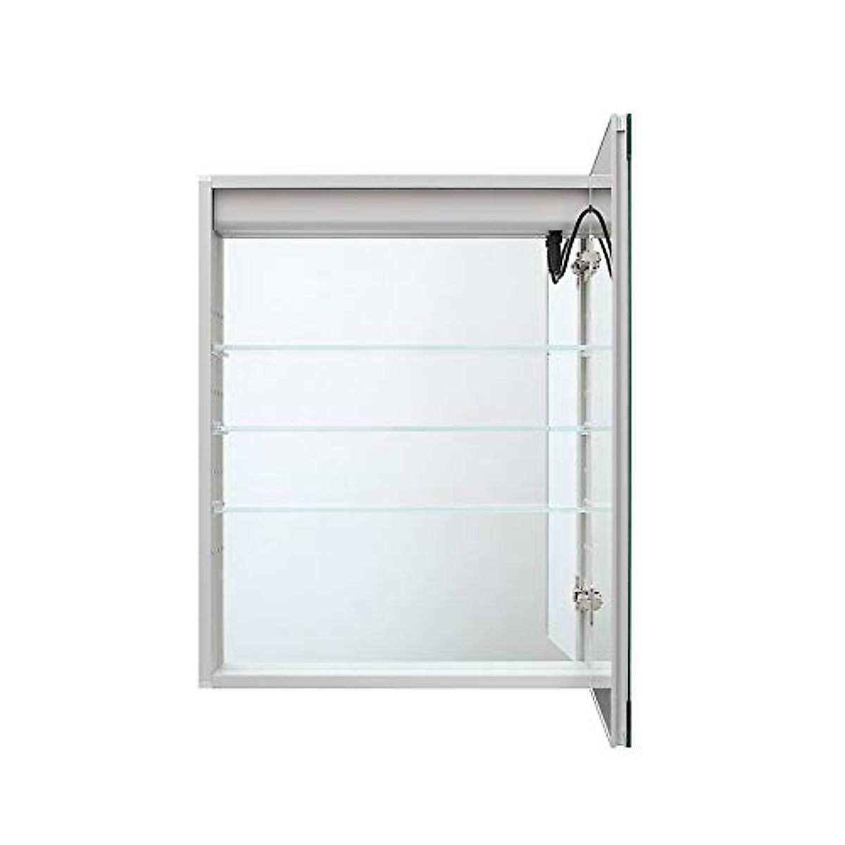 AQUADOM Royale Basic Q 24in x 30in x 5in Left Hinge LED Medicine Mirror Cabinet Recessed Surface Mounted, Dimmer, Touch Screen Button