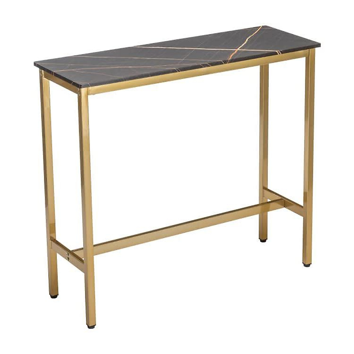 Aklaus 40" Bar Table,Rectangular Industrial Bar Height Table with Sturdy Gold Metal Frame Black Faux Marble Top,Pub Table High Top Dining Table Console Table for Dining Room Living Room Entryway