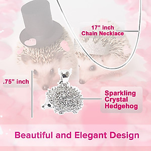 Lola Bella Gifts Crystal Hedgehog Fashion Necklace with Gift Box (Silver-tone)