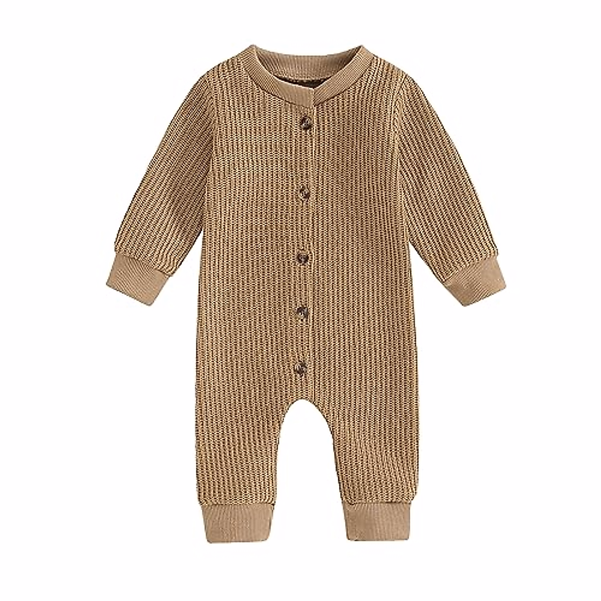 Kurylemon Baby Romper Solid Color Infant Newborn Boy Knit Clothes Button Jumpsuit Winter One Piece Outfit