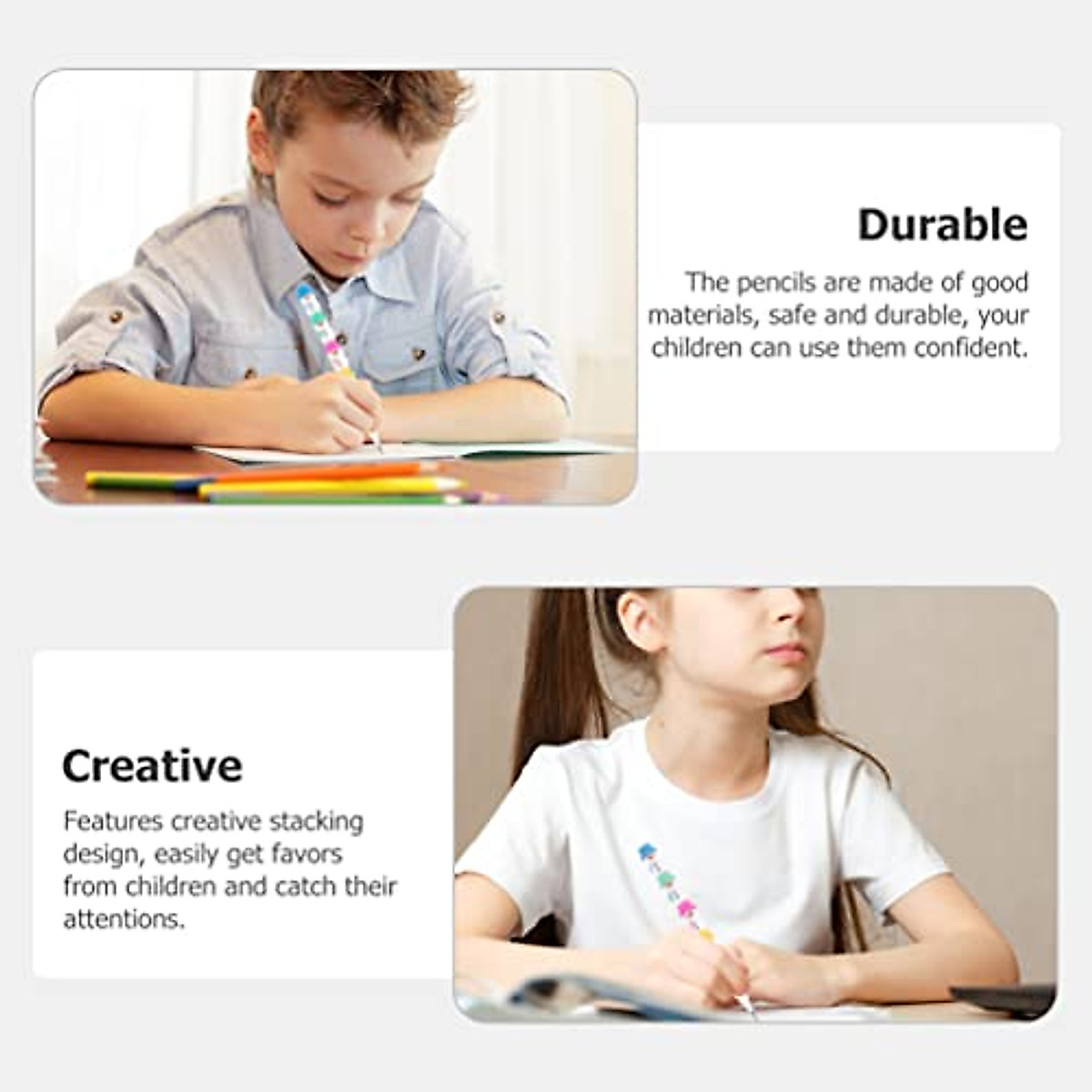 TOYANDONA 20Pcs Christmas Snowman Pencils, Non Sharpening Stackable Snowman Pencils Christmas Stackable Pencils for Kids Christmas Party Favors Stocking Stuffers Classroom Rewards Prizes