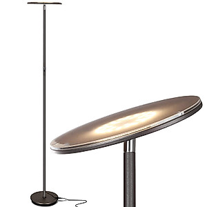 Brightech Sky Flux Dimmable LED Floor Lamp – Super Bright Floor Lamp for Living Room and Offices – Torchiere Standing Lamp with 3 Light Options, Tall Lamp for Bedroom Reading and More - Bronze