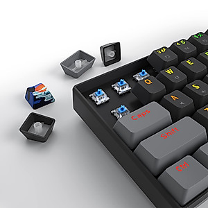 Owpkeenthy Wired 60% Percent Mechanical Gaming Keyboard with Blue Switch Ultra Compact RGB Gaming Keyboard Backlit Keys N-Key Rollover for PC Gamer (Dark/Blue Switch)