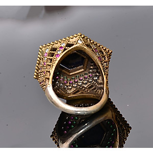 Falcon Jewelry Real Natural Sapphire Gemstone Ring, 12.35 Carat, Sterling Silver Unisex Hurrem Sultan Ring