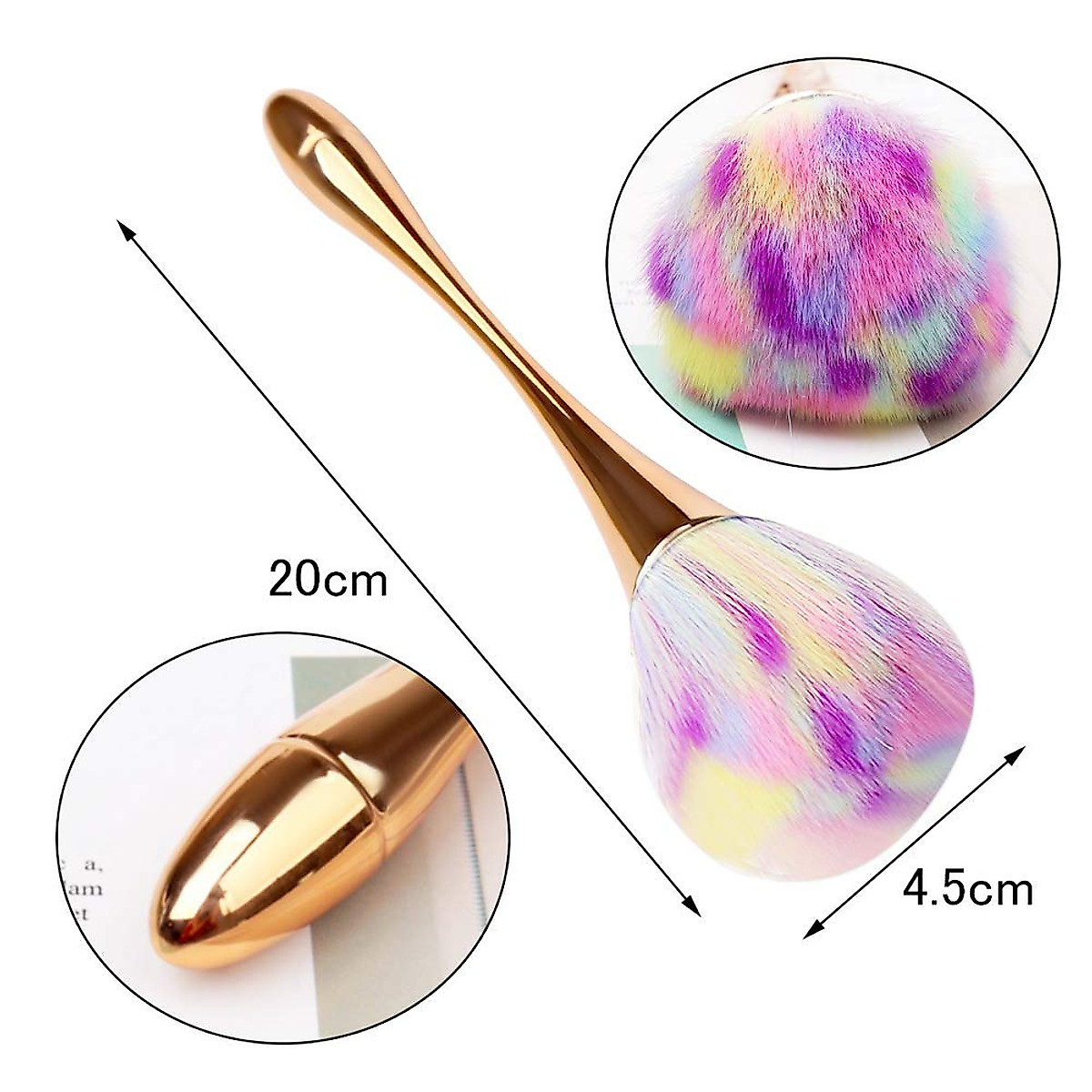 Large Mineral Powder Brush, Soft Fluffy Blush Brush, Bronzer Kabuki Makeup Brush, Nail Brush, Professional Loose Setting Powder Brush for Daily Makeup (Colorful)