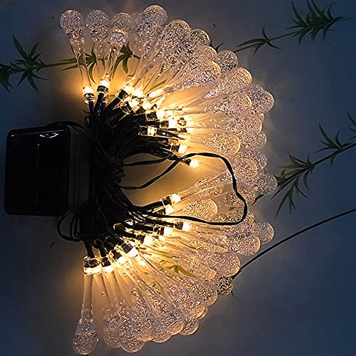 HUADA Solar String Lights Outdoor, LED Raindrop Solar Powered Fairy Lights Waterproof Multicolour Festival Decorative Lighting for Garden Patio Home Fences
