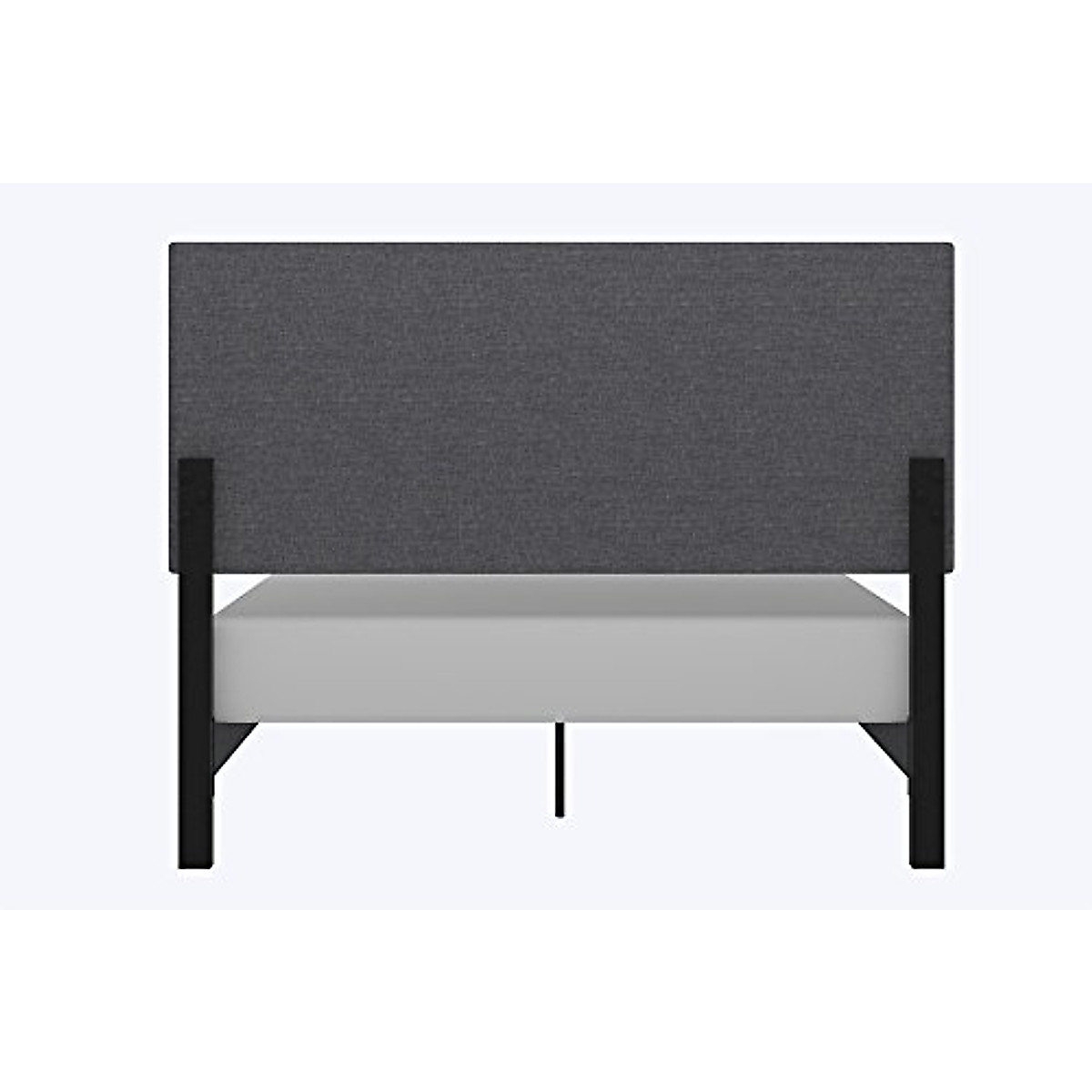 DHP Janford Upholstered Platform Bed with Modern Vertical Stitching on Rectangular Headboard, Queen, Gray Linen