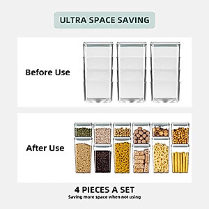 EQI Pop Airtight Food Storage Containers with Lids - Stackable Kitchen Pantry Organizing Containers for Cereal, Snacks, Sugar, and Coffee - Set of 3 (1.2 qt, 1.2 qt, 2.7 qt)