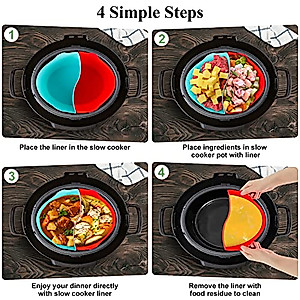 Slow Cooker Liners Compatible for Crock Pot 6 QT, Easyjoy for Crock Pot Liners For 6 Quart Oval Slow Cookers, Reusable Silicone Slow Cooker Liner For Crock Pot Divider Insert, Dishwasher Safe BPA Free