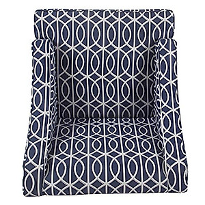 HomePop Velvet Swoop Arm Living-Room-Chairs, Blue Trellis