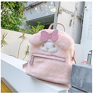 KFTHKOR Cute Backpack, Fluffy Backpack, Lovely Schoolbag Kawaii Girl Backpack (Pink)