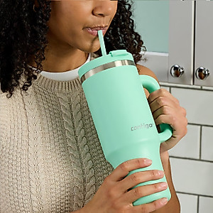 Contigo Tumbler 1200 ml with Handle | Stainless Steel Vacuum Insulated Water Bottle with Straw and Lid | Cold for 29 Hours | Travel Mug | Thermal Flask | BPA Free | Reef