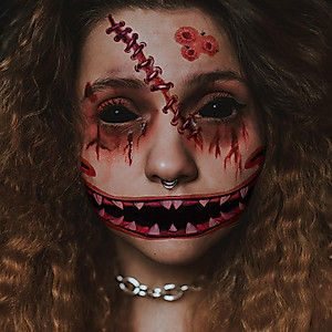 75+ PCS 21 Sheets Halloween Prank Makeup Temporary Tattoos, Horror Clown Face Tattoos, Face Decals Fake Tattoos for Adults and Kids, Zombie Makeup Scar Cosplay Halloween Tattoos for Party Halloween