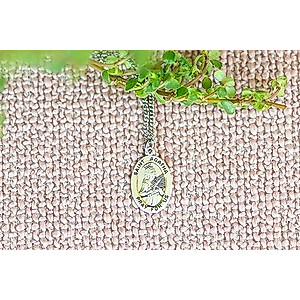 Heartland Store Women's Sterling Silver Oval Saint Agatha Pendant + 18 Inch Rhodium Plated Chain & Clasp