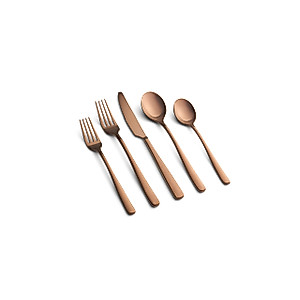 CAMBRIDGE Copper Satin Rise 20-Piece Flatware Set, Service for 4, 0