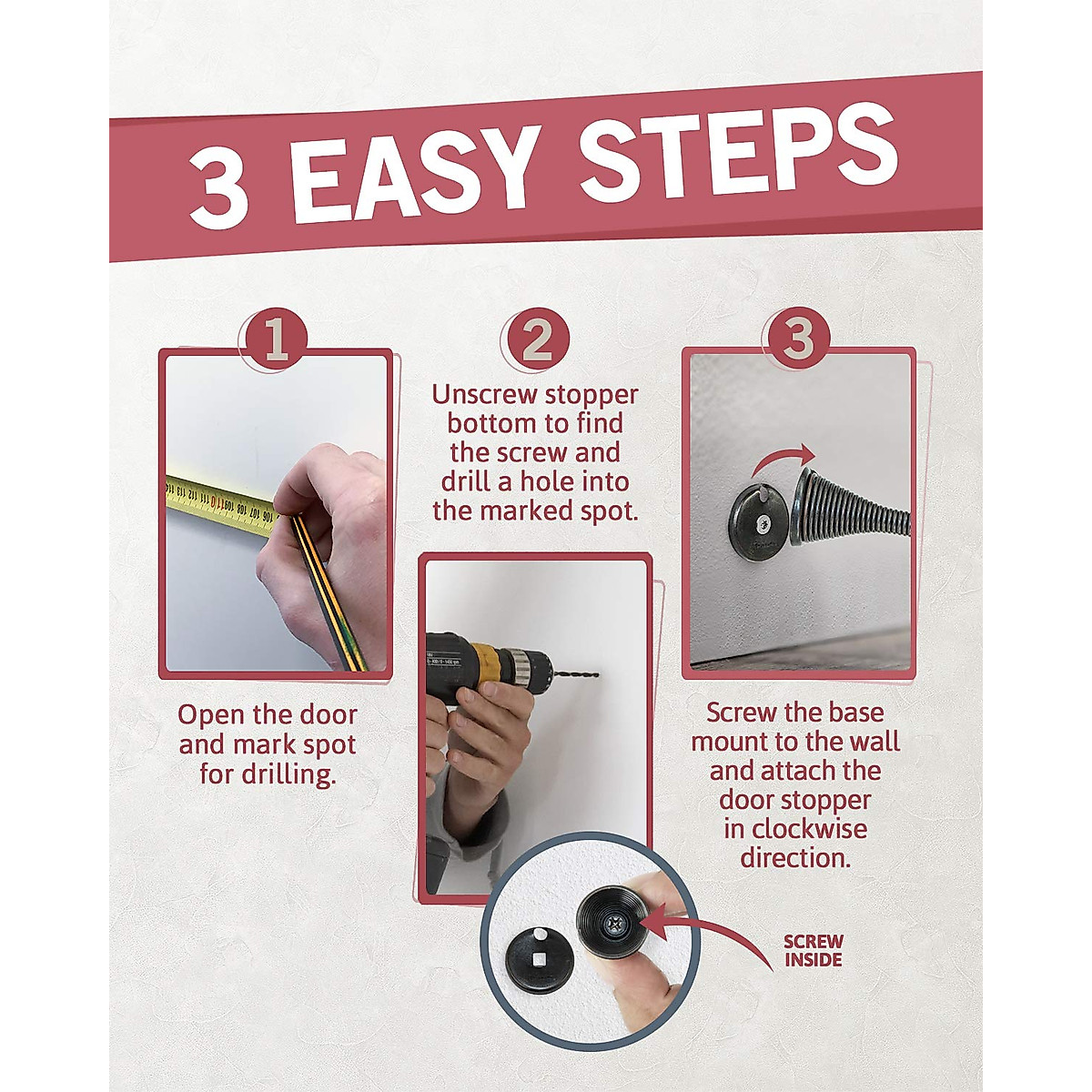 Jack N’ Drill 11-Pack Door Stopper 3 ¾-inch Heavy Duty and Flexible Door Stop to Protect Walls and Doors for Home or Office, Easy to Install and 100% Child and Pet-Friendly