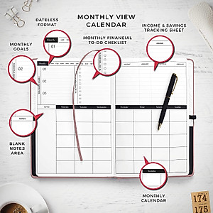 Smart Planner Budget Book – A5 Size 8.6 x 5.7 inches – Undated Budget Planner Organizer with Calendars, Debt Tracker, Expense Sheets, Savings Trackers and More – Inner Pocket for Receipts (Rose Gold)