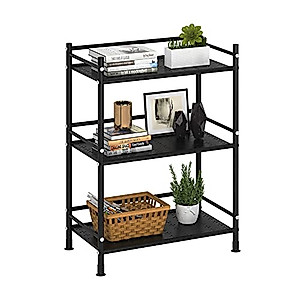 GHQME Metal Standing Bookshelf Space Saver, Storage Tower Rack for Kitchen Bathroom, Storage Shelving Unit Organizer, Outdoor Flower Stand Storage Rack Shelves Bookcase for Home Office