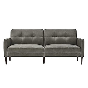 CHITA Mid-Century Sofas Furniture 73.2''W Faux Leather Sofa Couch Sets for Living Room Apartment, Grey