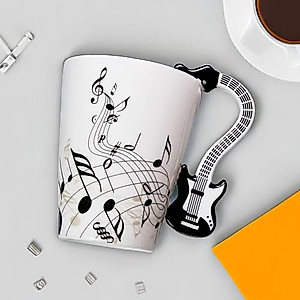 LanHong Guitar Mug Music Coffee Mug Guitar Coffee Mug Gifts for Musician Guitar Players Music Lovers - 13.5 oz Guitar Coffee Cup Music Teacher Guitar Gifts for Men Women Friend