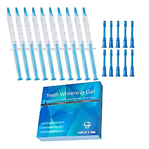 Professional Teeth Whitening Gel 10 PCS 3ML Sensitive Tooth Whitener Gel Syringes Refills 35% CP Bleaching Gel for Teeth Whitening Light