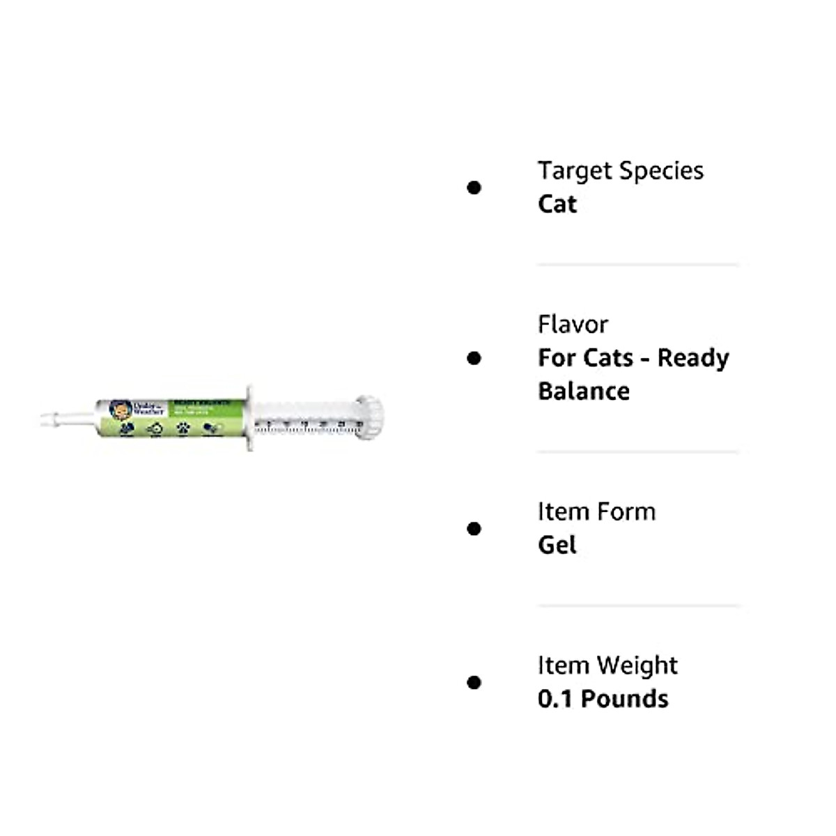 Under the Weather Pet | Ready Balance for Cats | Oral Probiotic and Prebiotic Gel | Maximum Strength Digestive Support | Beneficial Bacteria, Live Probiotics, Vitamins & Prebiotic Inulin