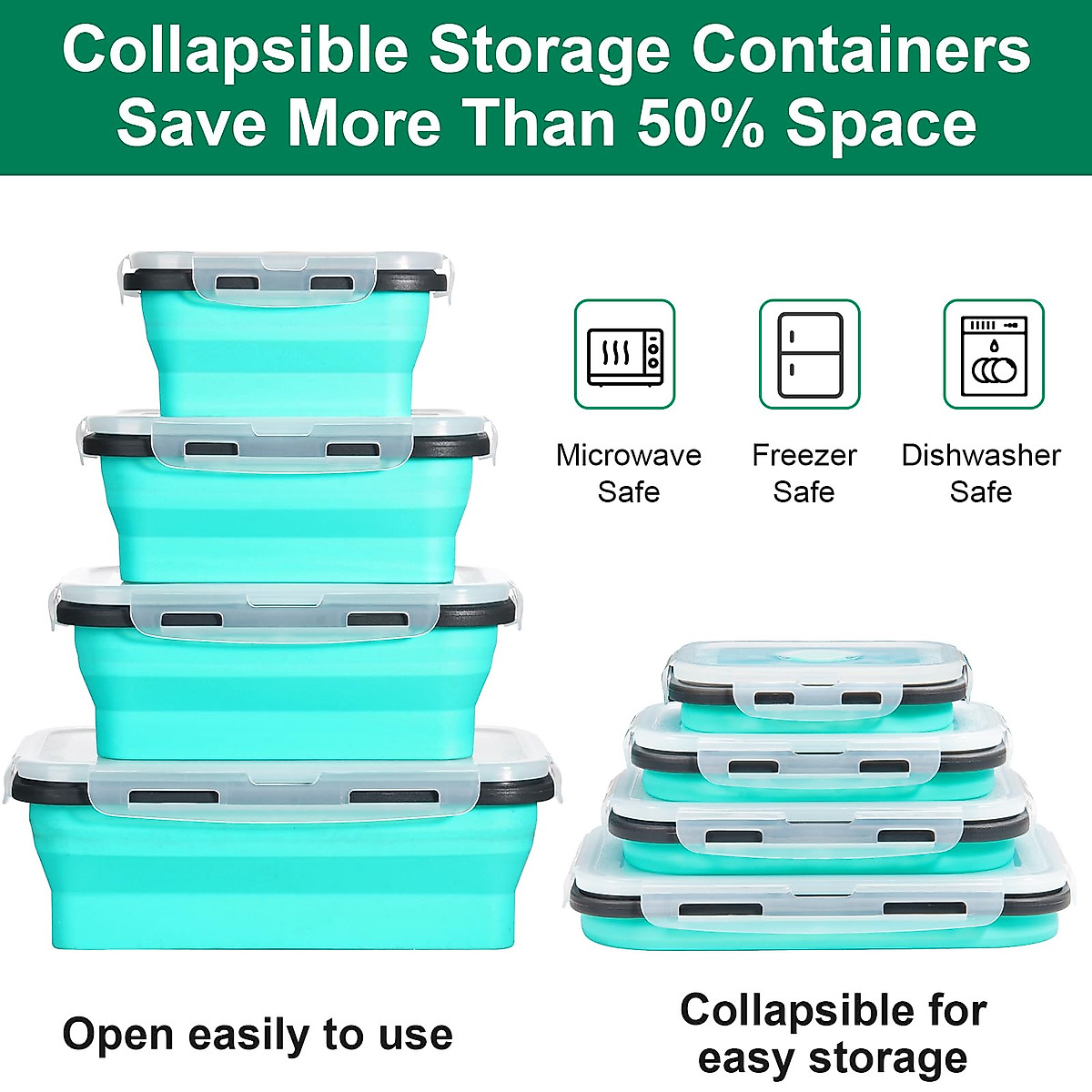 8 Pack Collapsible Food Storage Containers With Lids, Collapsible Storage Containers Sets Silicone Collapsible Bowls For Camping, RV Accessories, Travel Trailer Must (Mixed oz) (8)