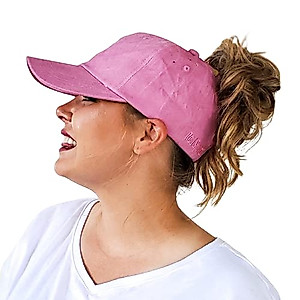 Red Sprite Hats Messy Bun Snap Up Baseball Cap High Ponytail Adjustable Hat (Pink, Cotton)