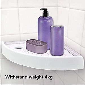 TAUFAOD New Triple Corner Shelf,Storage Holder,Bathroom Snap Up Corner Shelf Rack Triangle Grip Wall Mount Holder for Kitchen Toilet Strong Suction Wall Mount Shelf Storage Basket (No Drilling)