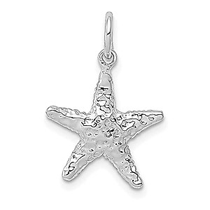 IceCarats 14K White Gold Starfish Necklace Charm Pendant 22mm x 14mm Only