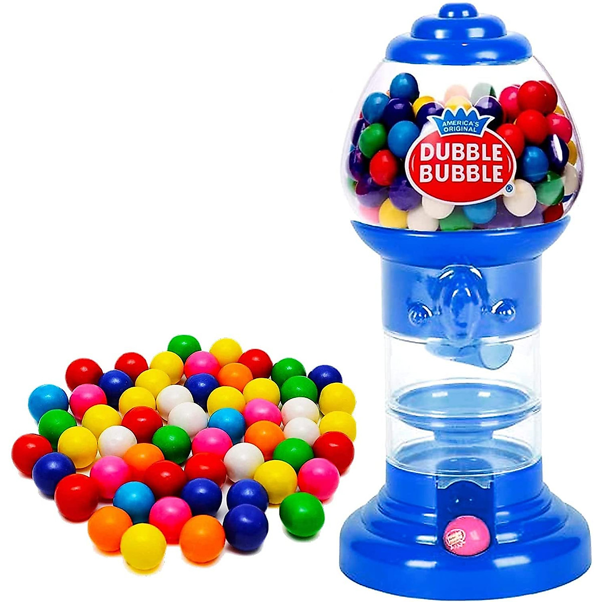 PlayO 7.5" Spiral Gumball Machine Toy - Spiral Style - Kids Twirling Style Candy Dispenser - Birthday Parties, Novelties, Party Favors & Supplies - Gumballs Included (Blue)