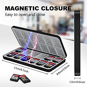 FYY Nintendo Switch Game Case - Black Nintendo Switch Game Holder for Nintendo Switch Cartridge Case with 24 Game Card Slots & 24 Micro SD Card Slots, Switch Card Case- Hard Shell, Silicone Lining