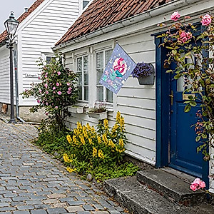 Mermaid Happy Birthday Garden Flag for Girls Birthday, Multicolour Vertical Premium Burlap Rustic Girls' Mermaid/Under the Sea Themed Birthday Celebration Yard Flag for Farmhouse Outside Outdoor Sign Double Sided, 12" x 18"