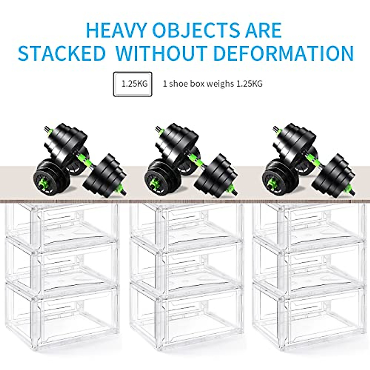 TABINBOX Clear Plastic Shoe Boxes, Stackable Shoe Cases, Clear Sneaker Storage Organizer(4 Pack)