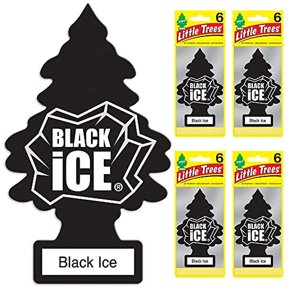 LITTLE TREES Air Fresheners Car Air Freshener. Hanging Tree Provides Long Lasting Scent for Auto or Home. Black Ice, 24 Air Fresheners