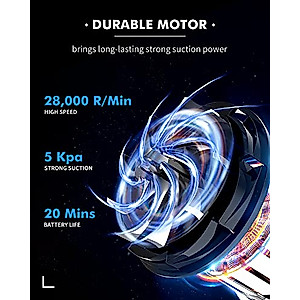 Powools Handheld Vacuum Cordless Rechargeable - Car Vacuum Cleaner High Power with Fast Charge Tech, Portable Vacuum with 1-Touch Dust Empty, Lightweight Hand Vac with LED Light, Silver (PL8188)