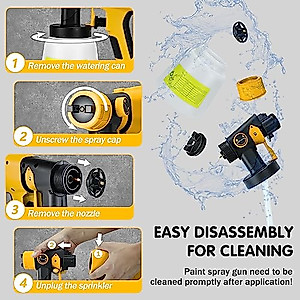 Paint Sprayer with Brushless Motor, Cordless for DeWALT 18V/20V Max Battery HVLP Electric Paint Gun, 4 Size Nozzles Spray Gun for Countless Painting, Fence, Walls, Cars, Chairs (Battery NOT Included)