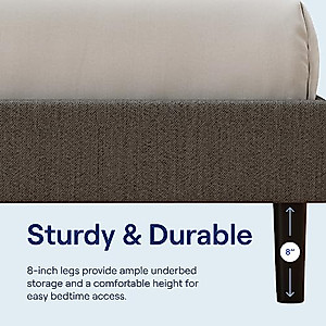 Nectar Bed Frame & Headboard - Gray - Cal King - 8 Inch Legs and Sturdy Wooden Slats for Support - Contemporary and Durable Upholstery - Holds Up to 700 Pounds - Easy Assembly