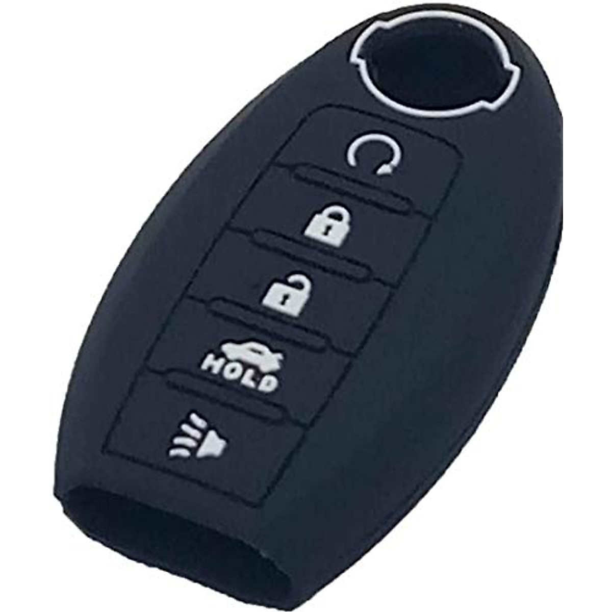 2Pcs EXUNTECH Silicone 5 Buttons Smart Key Fob Skin Cover Case Protector Keyless Jacket Remote Holder for 2019 2018 2017 Nissan Armada Rogue Maxima Altima Sedan Pathfinder KR5S180144014, Black Pink