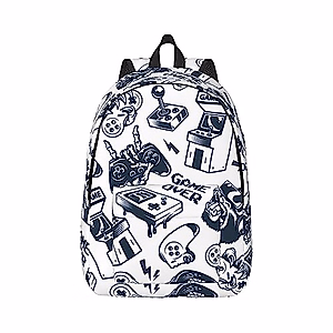 Wiqodme Retro Gaming Joystick Gamepad Gorilla Arcade Game Backpack Casual Laptop Daypack Computer Bag for Men Women Travel