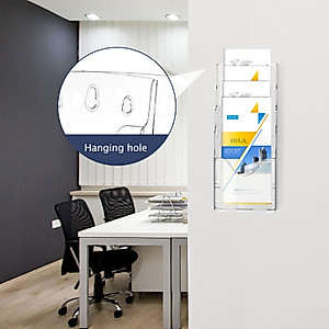 Crtiin 2 Pieces Acrylic Brochure Holder Brochure Display Stand 4 Tier Clear Pamphlet Flyer Holder Acrylic Magazine Holder Clear Acrylic Organizer for Wall Mount or Countertop (6 x 9 Inch)