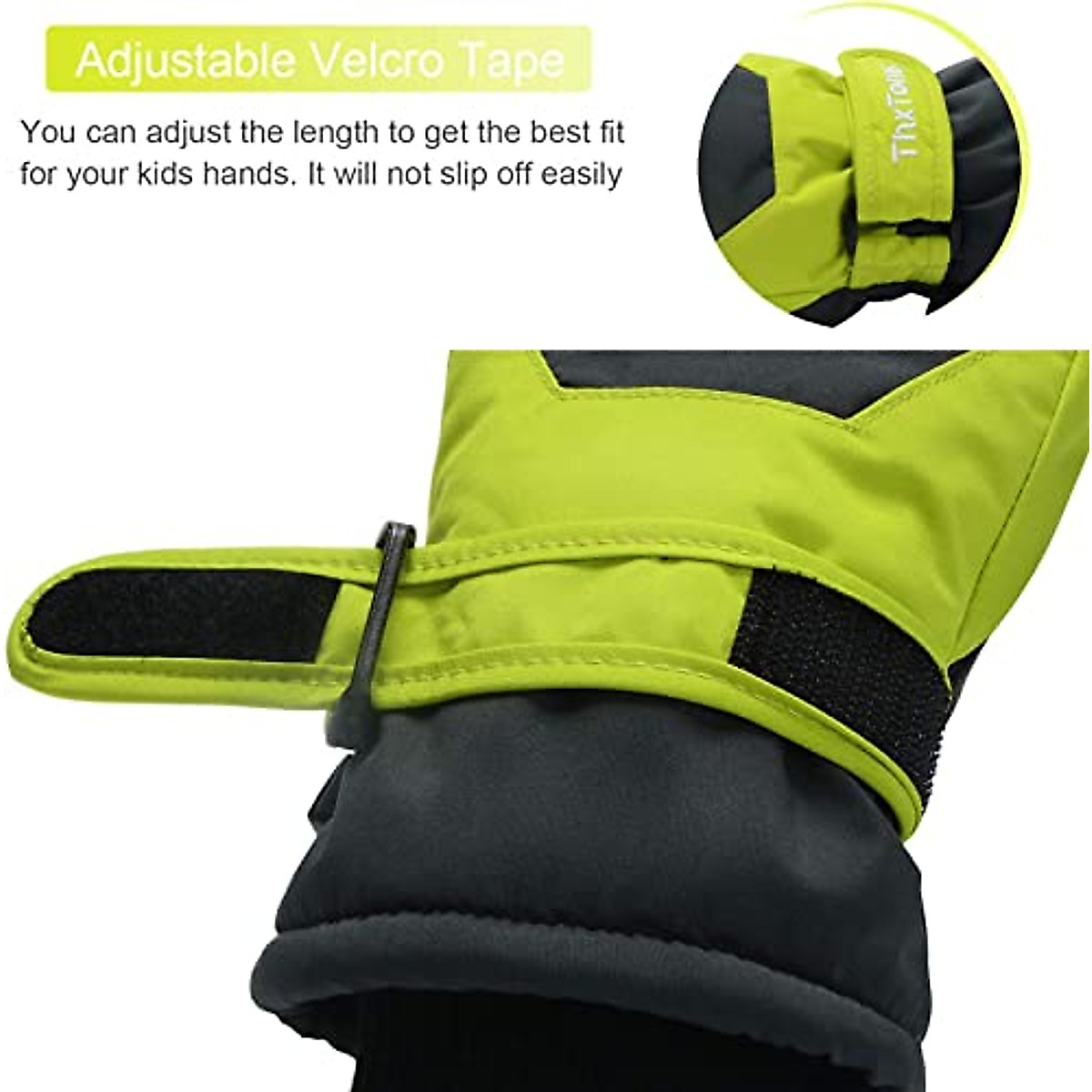 ThxToms Kids Winter Gloves Waterproof Ski Snow Gloves for Boys & Girls Cold Weather Outdoor Sports Snowboard Bicycle for 4-14 Years Old