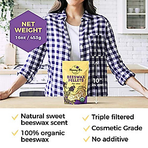 HUNNYBEE Beeswax Pellets 1LB, 100% Organic Bees Wax for DIY Candles, Skin, Body Cream, Face, and Hair Care, Lotions Deodorant, Lip Balm and Soap Making