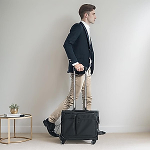 SANWA Rolling Laptop Bag with Lock, 22L Cabin Size, Water Resistant, Overnight Computer Briefcase on Wheels, Business & Travel &Carry On Luggage Bag with Telescoping Handle, 14-inch PC, for Men Women