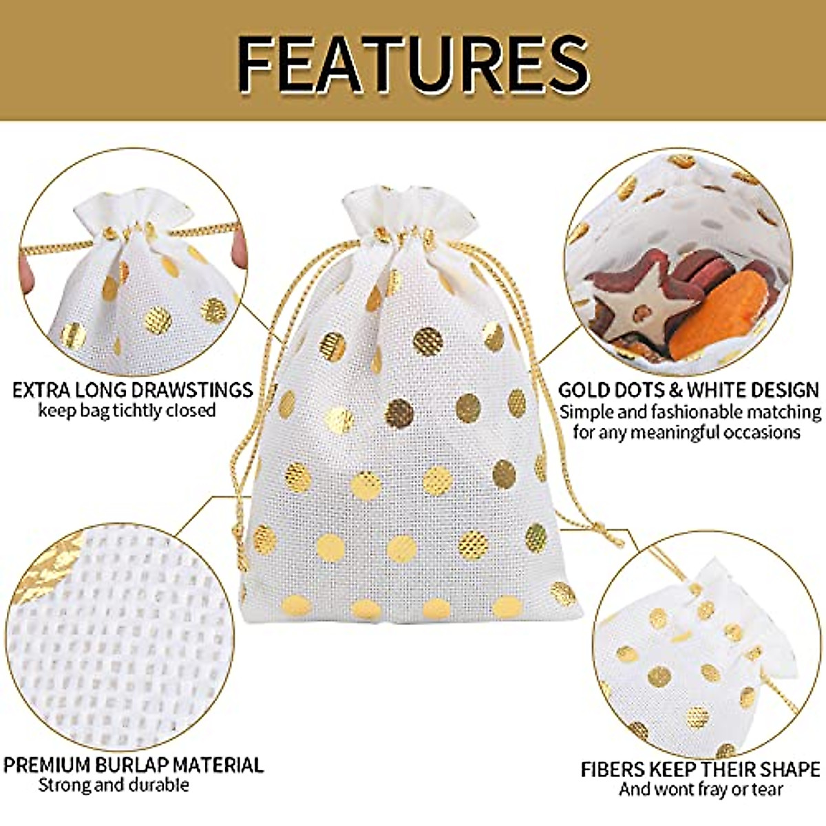 DERAYEE Drawstring Burlap Gift Bags, 5 x 7 Inch Linen doodie Bags for Wedding Party Favors (24-Pack)