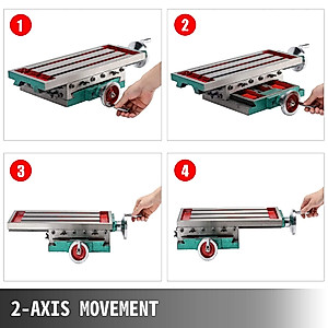Milling Working Table 17.7 X 6.7 Inch, Compound Milling Machine Work Table 2 Axis 4 Ways Move, Multifunction Milling Working Table Heavy-duty Structure,for Milling and Drilling Machine
